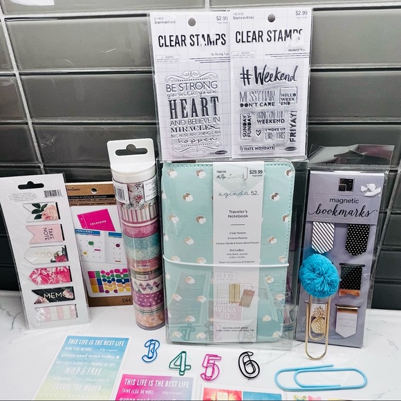 Office | Agenda 52 Travelere Notebook Planner Mint Washi Stickers ...